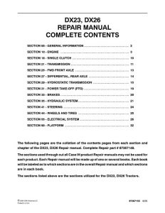 Case IH DX23, DX26 Tractor Service Repair Manual