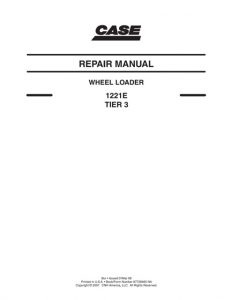 Case 1221E Tier 3 Wheel Loader Service Manual